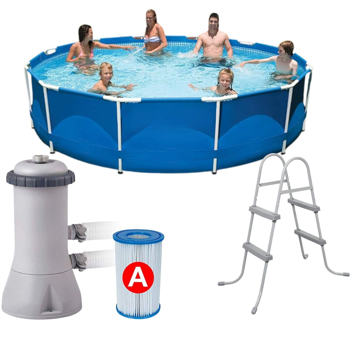 Intex 12ft Metal Frame Swimming Pool with Filter Pump and Ladder ...